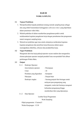 Laporan work sampling fix c 10 | PDF