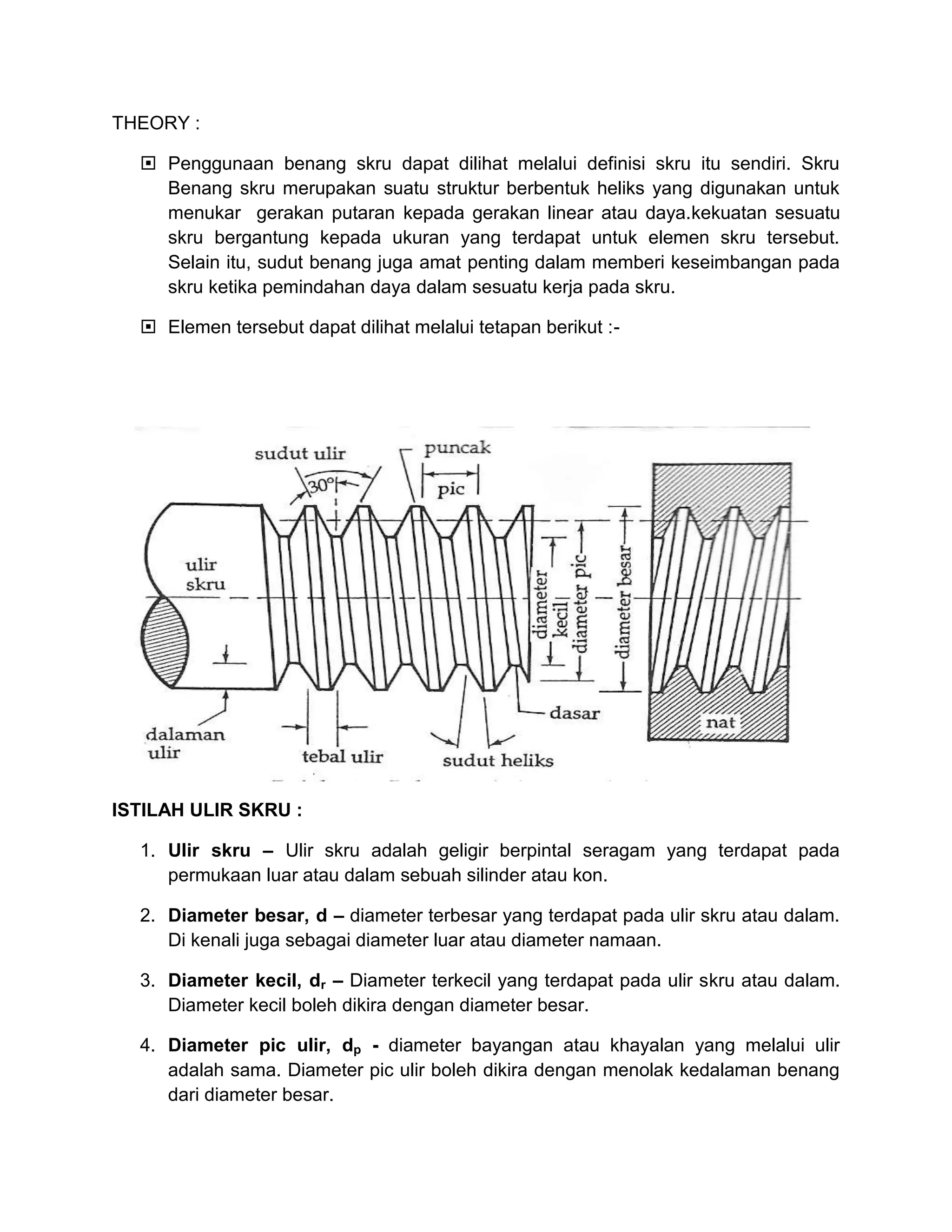 Laporan workshop skru benang | DOCX