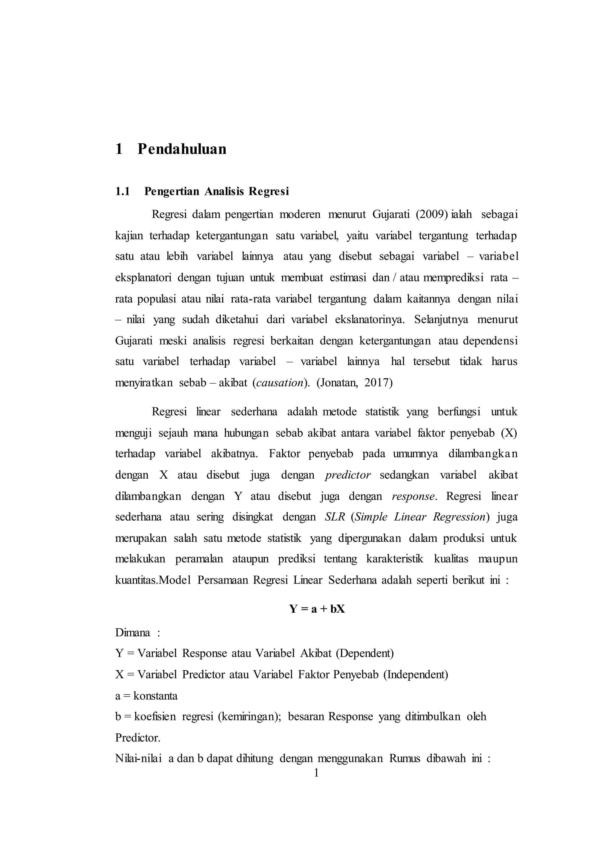 Analisis Regresi Liniear Sederhana | DOCX