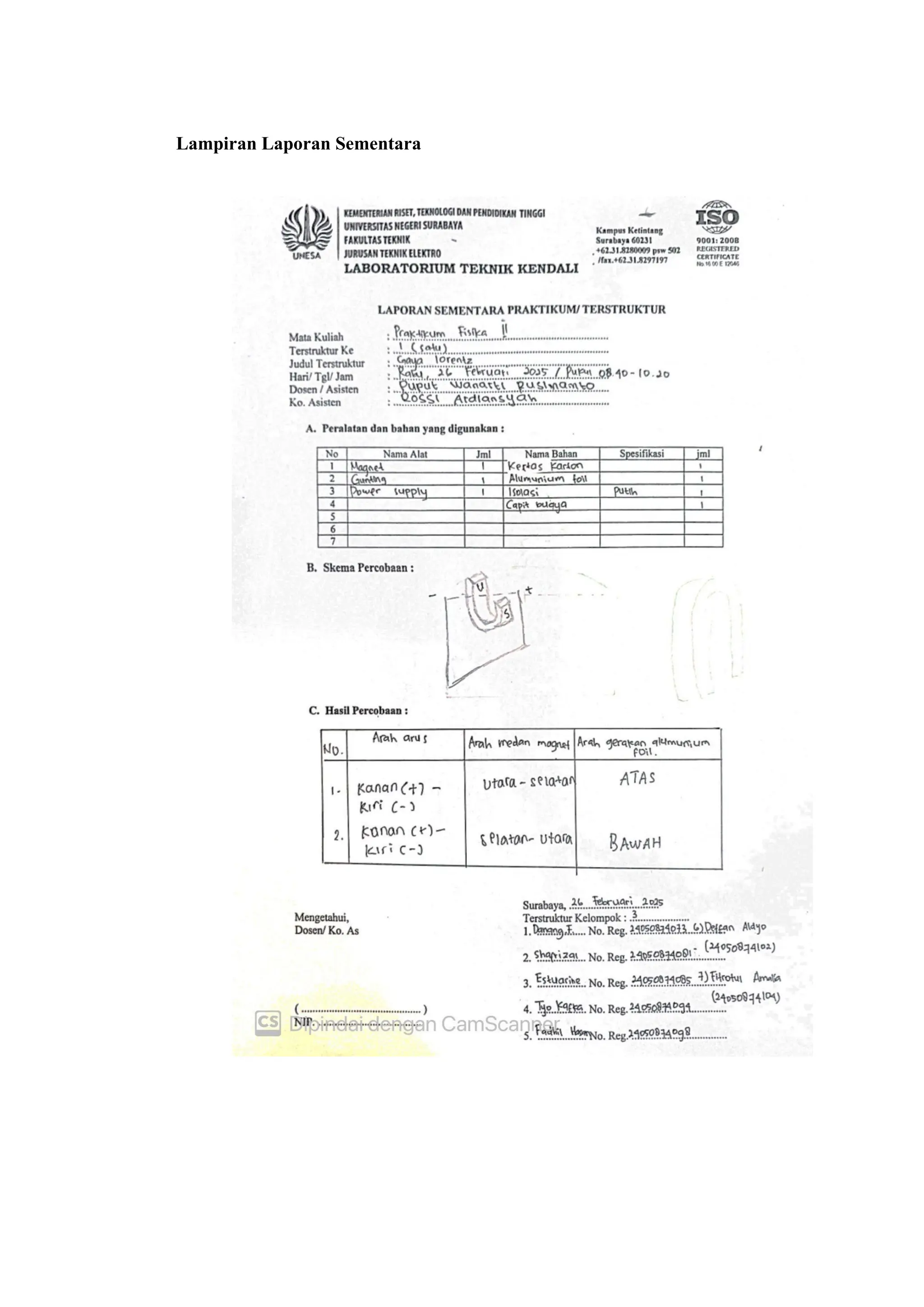 LAPRAK FISIKA DASAR BAB 1 : GAYA LORETNZ | PDF