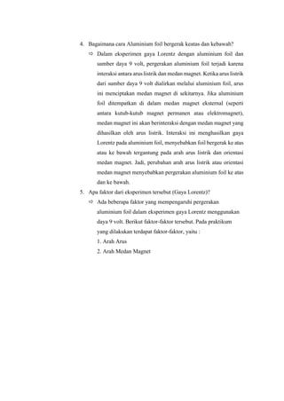 LAPRAK FISIKA DASAR BAB 1 : GAYA LORETNZ | PDF