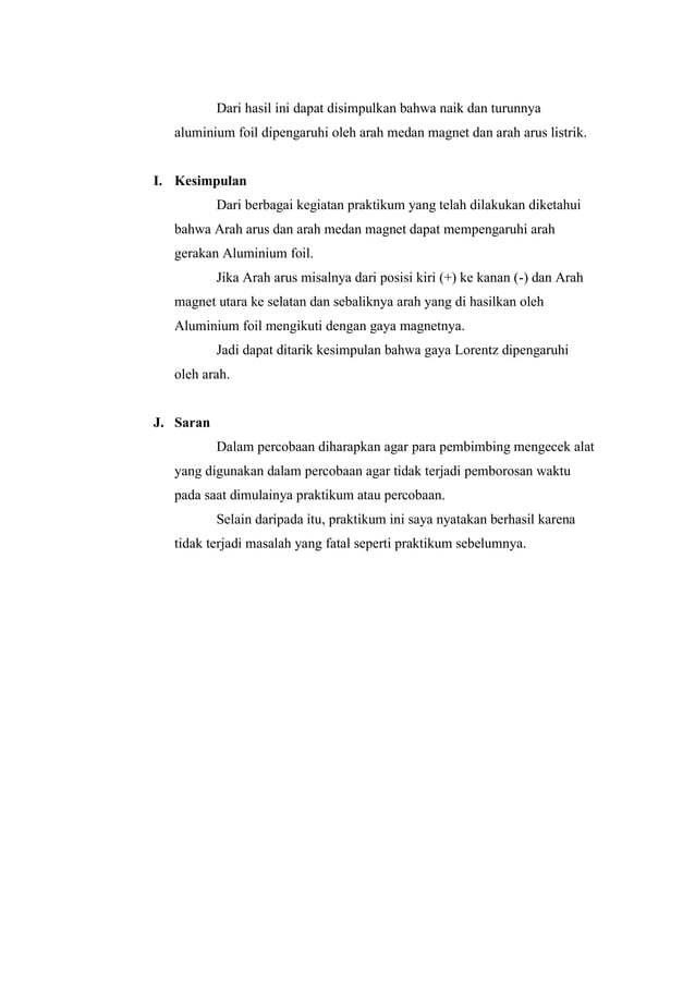 LAPRAK FISIKA DASAR BAB 1 : GAYA LORETNZ | PDF