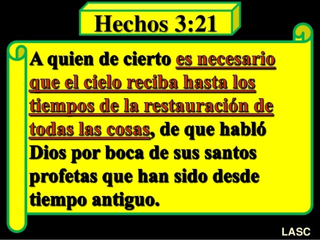 LOS TIEMPOS DE LA RESTAURACIÓN (Hechos 3:21) – IGLESIA DE CRISTO