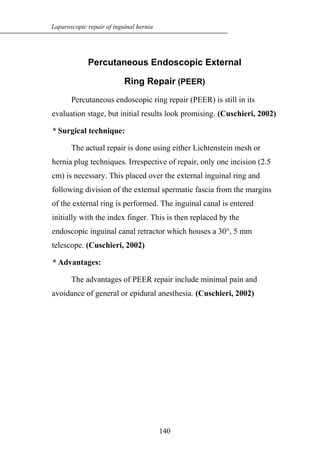 Laparoscopic repair of inguinal hernias | DOC