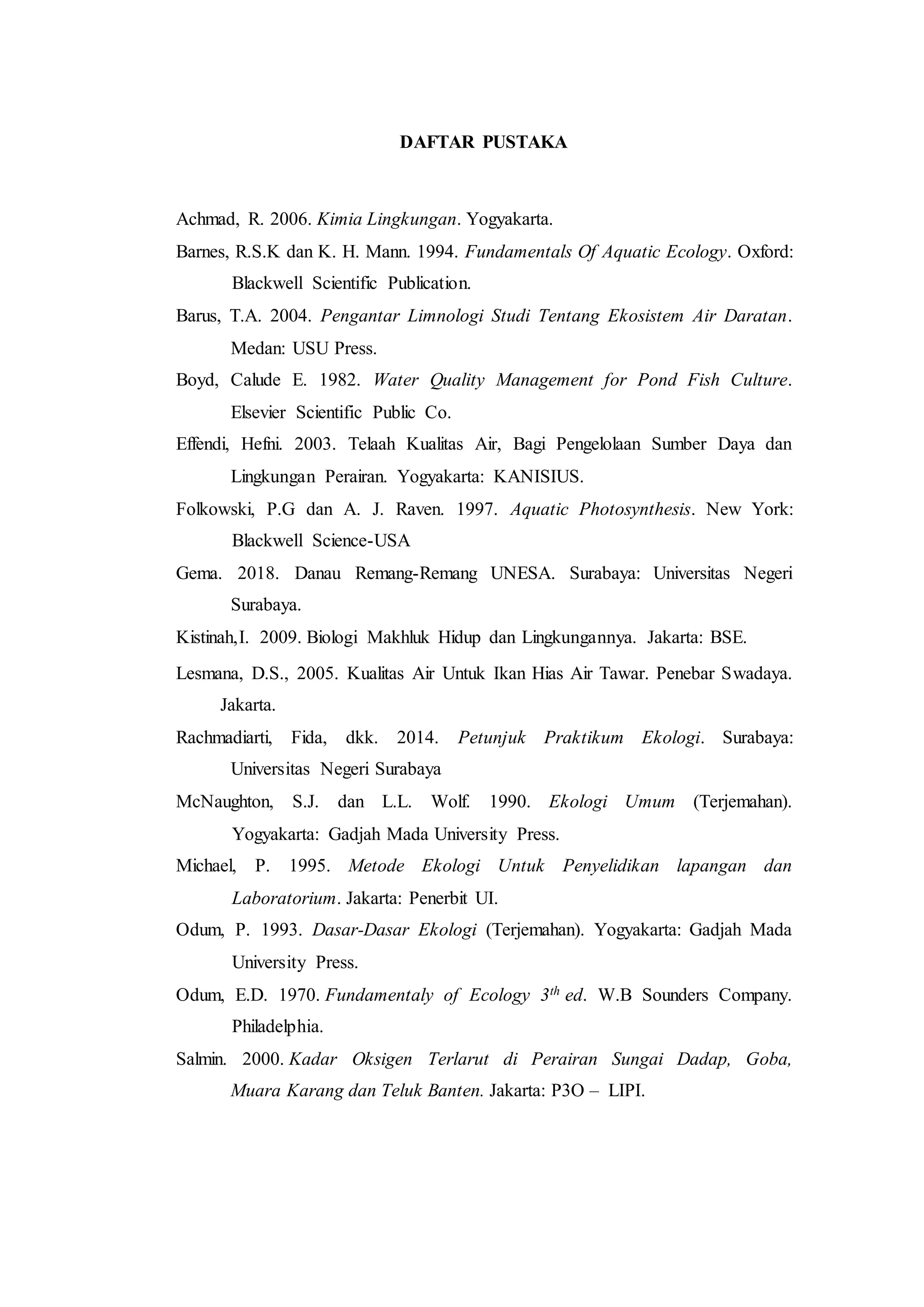 Laporan Praktikum Ekologi: Produktivitas Primer | DOCX