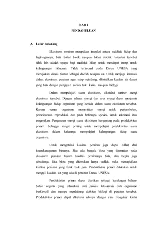 Laporan Praktikum Ekologi: Produktivitas Primer | DOCX