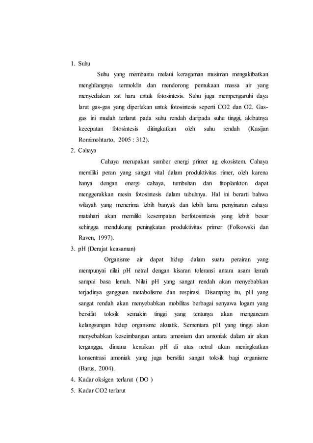 Laporan Praktikum Ekologi: Produktivitas Primer | DOCX