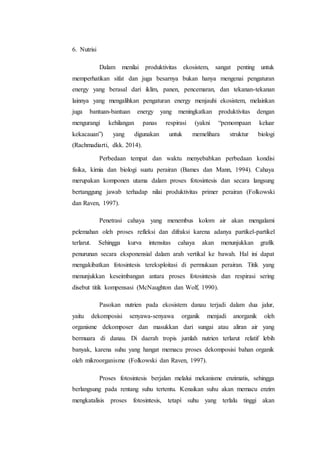 Laporan Praktikum Ekologi: Produktivitas Primer | DOCX