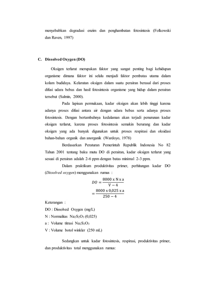 Laporan Praktikum Ekologi: Produktivitas Primer | DOCX
