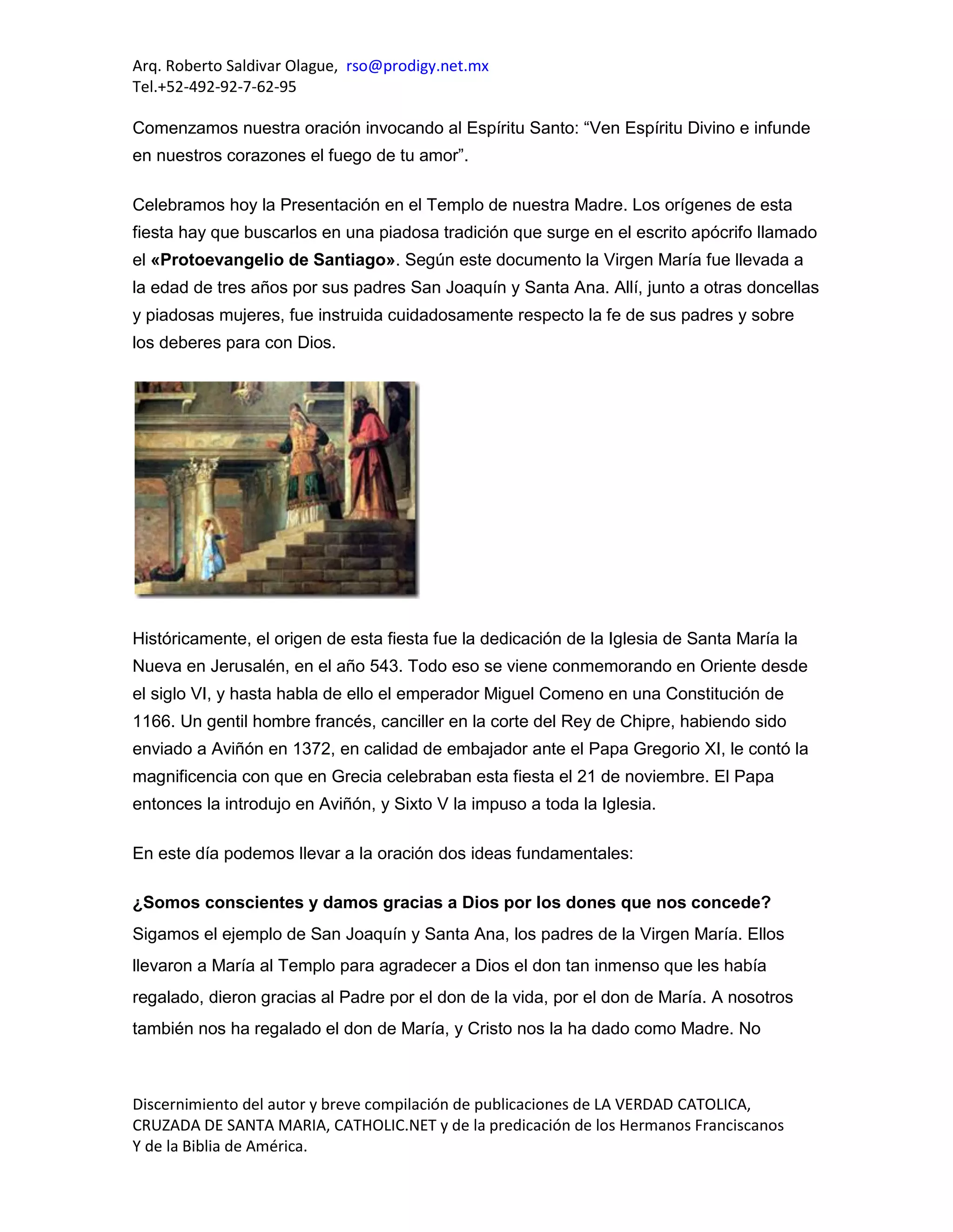 La presentacion d e la santisima virgen maria | PDF