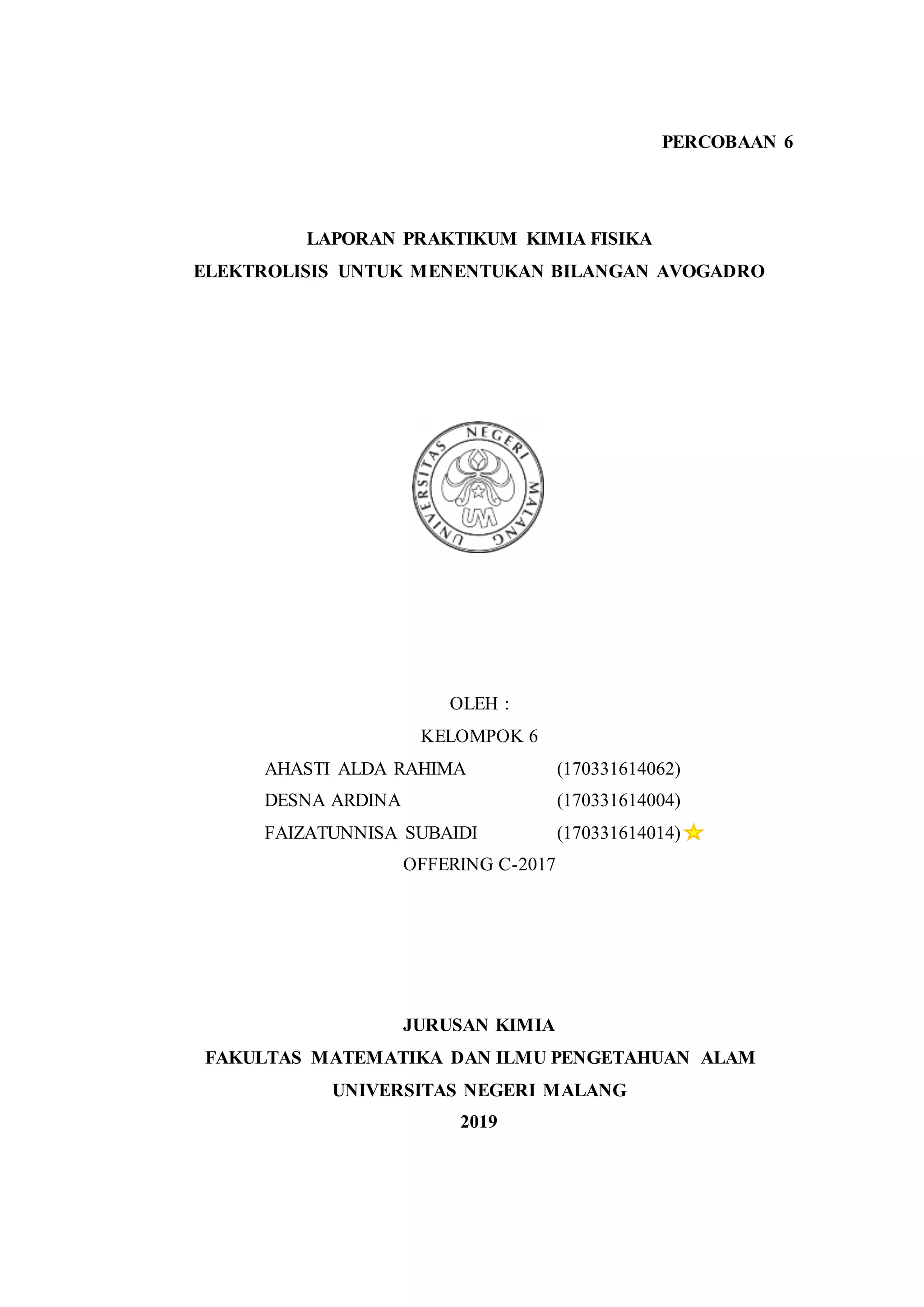 Lapres percobaan avogadro | DOCX