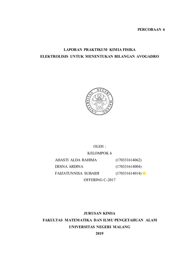 Lapres percobaan avogadro | DOCX