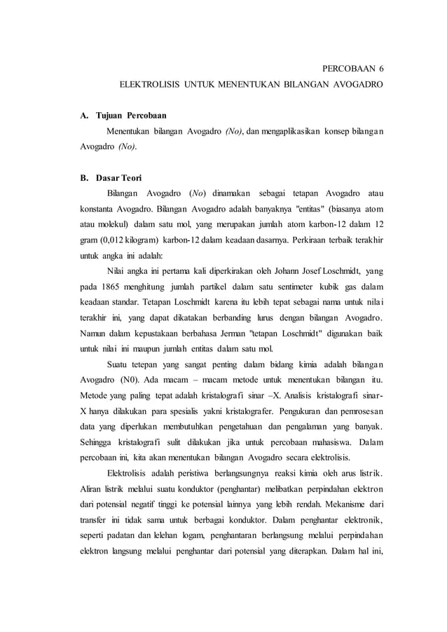 Lapres percobaan avogadro | DOCX