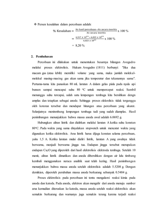 Lapres percobaan avogadro | DOCX