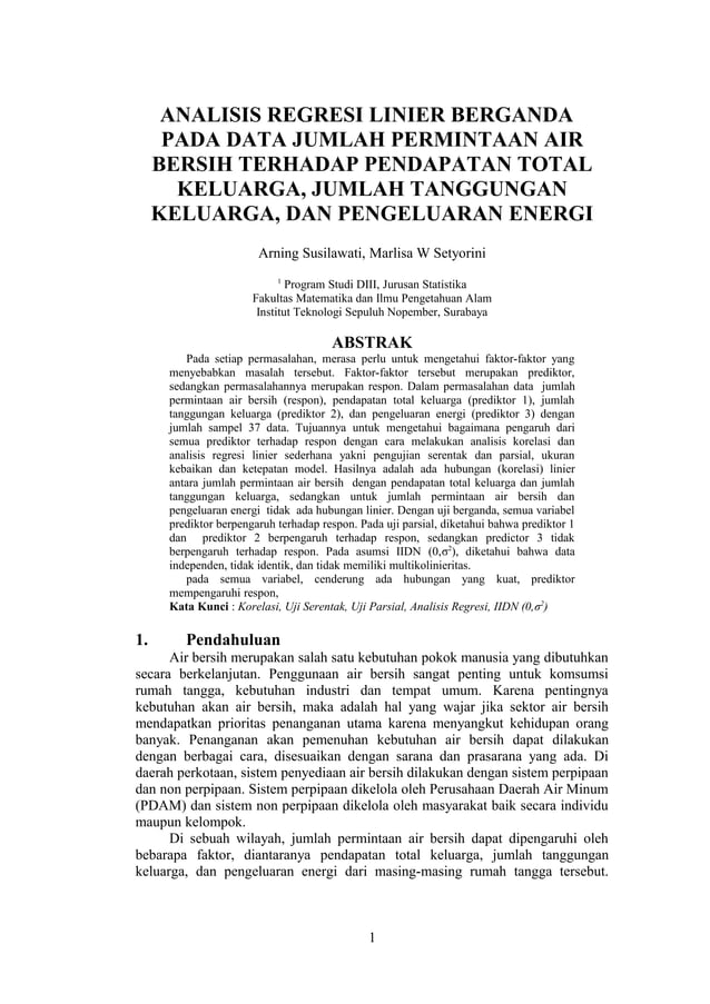 ANALISIS REGRESI LINIER BERGANDA | DOC