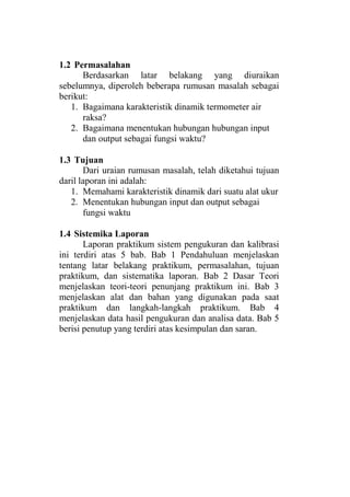LAPORAN RESMI PRAKTIKUM KARAKTERISTIK DINAMIK TERMOMETER | PDF