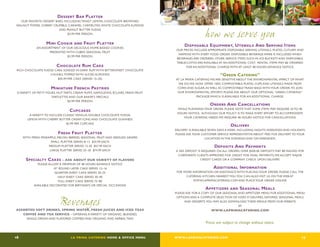 La Prima Catering Menu 2011 | PDF | Desserts and Baking | Food & Drink
