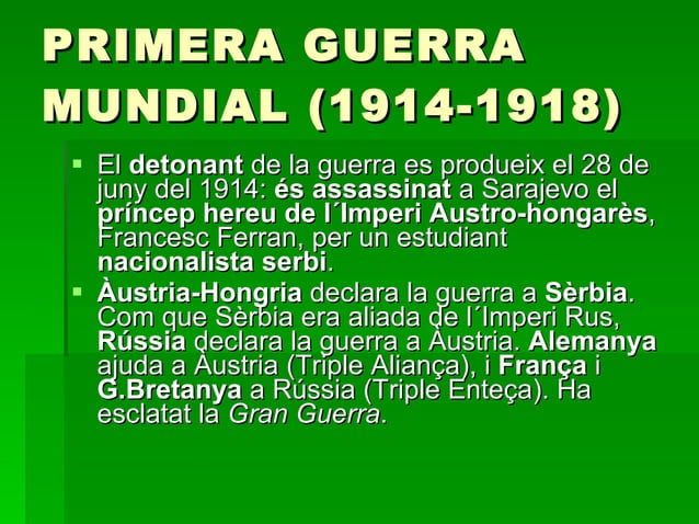 La Primera Guerra Mundial (1914 1918) | PPT