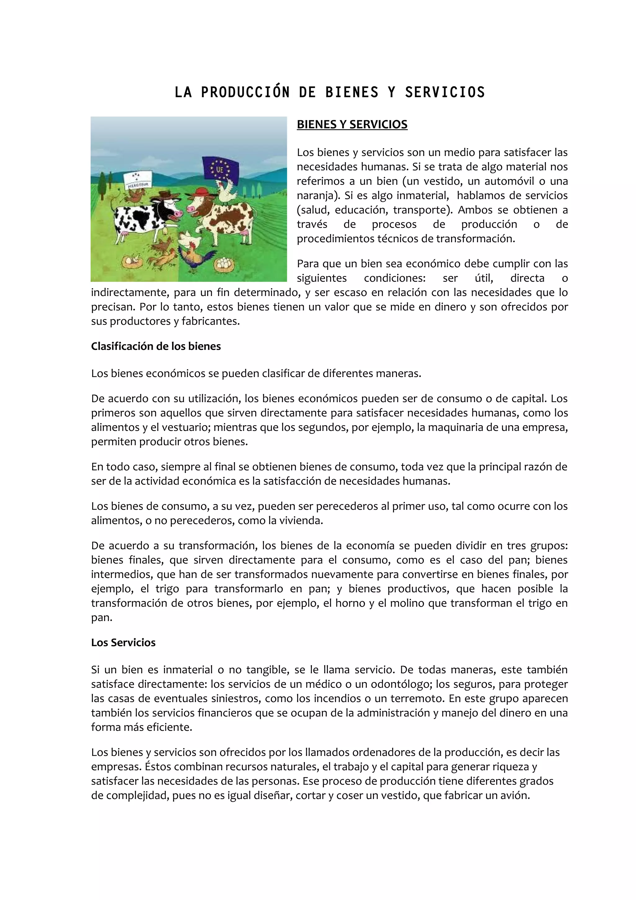 La producción de bienes y servicios | DOC