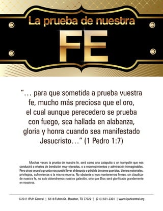 LA PRUEBA DE NUESTRA FE (Por: Pastor Felipe Chicas) | PDF