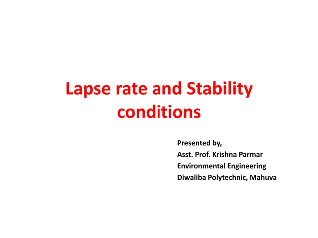 Lapse rate and stability conditions | PPTX