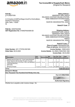 Laptop bag invoice | PDF