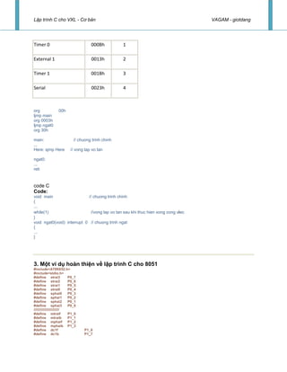 Lập trình C cơ bản cho vi điều khiển | PDF