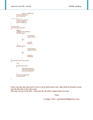 Lập trình C cơ bản cho vi điều khiển | PDF