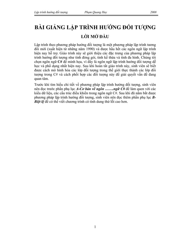 Lap trinh huong doi tuong | PDF