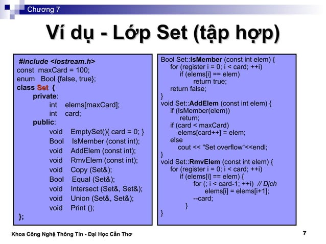 Lap trinh huong_doi_tuong_cpp_dhct_lesson07 | PPT