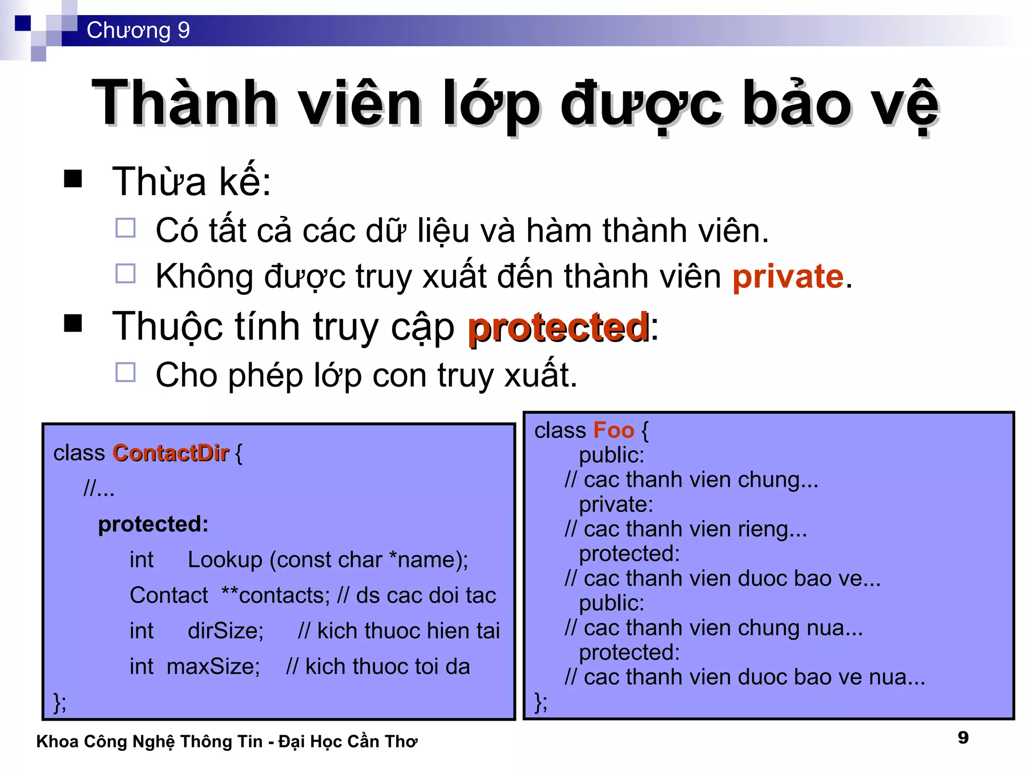 Lap trinh huong_doi_tuong_cpp_dhct_lesson09 | PPT