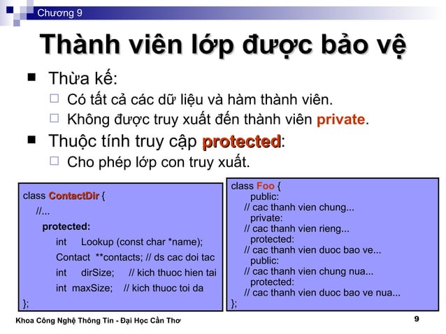 Lap trinh huong_doi_tuong_cpp_dhct_lesson09 | PPT