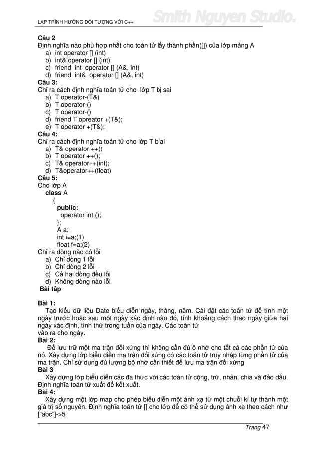 Lap trinh huong doi tuong voi c++ smith.n studio | PDF
