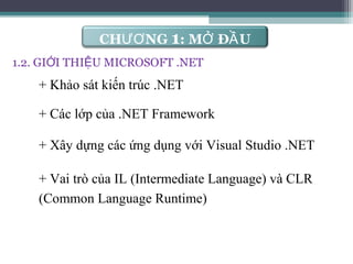 Lap trinh nang cao c sharp chuong 1 | PPT
