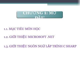 Lap trinh nang cao c sharp chuong 1 | PPT