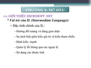 Lap trinh nang cao c sharp chuong 1 | PPT