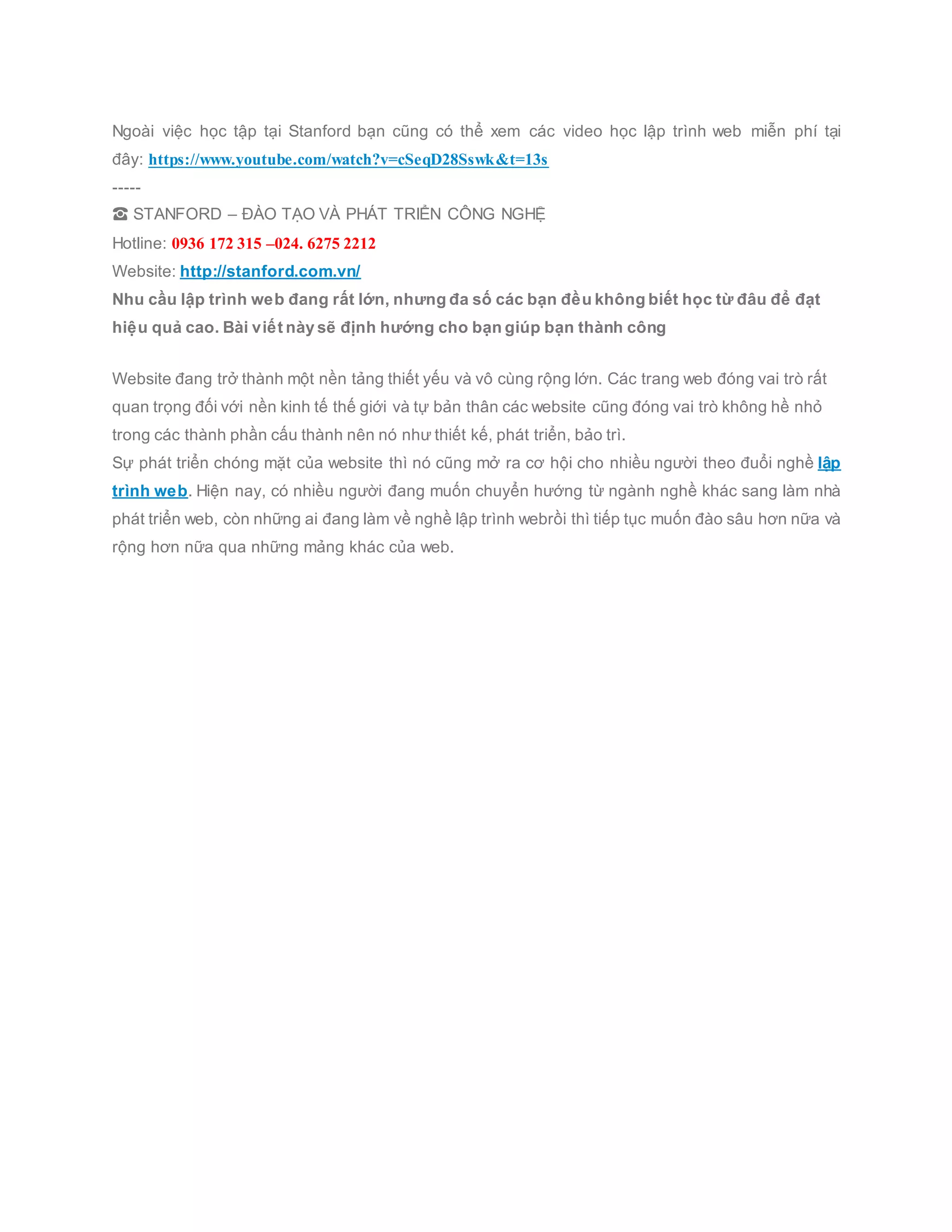 Lap trinh web la gi bat dau hoc lap trinh web tu dau | PDF