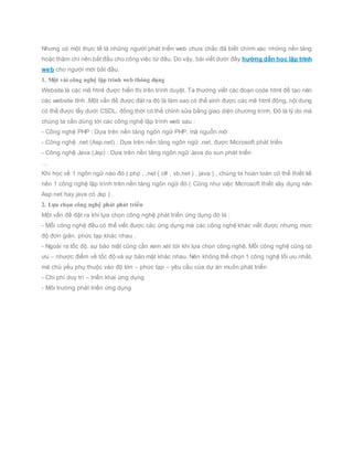 Lap trinh web la gi bat dau hoc lap trinh web tu dau | PDF