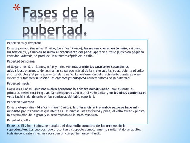 La pubertad. | PPT
