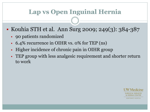 Laparoscopic vs Open Inguinal Hernia repair | PPTX | Physical Therapy | Wellness