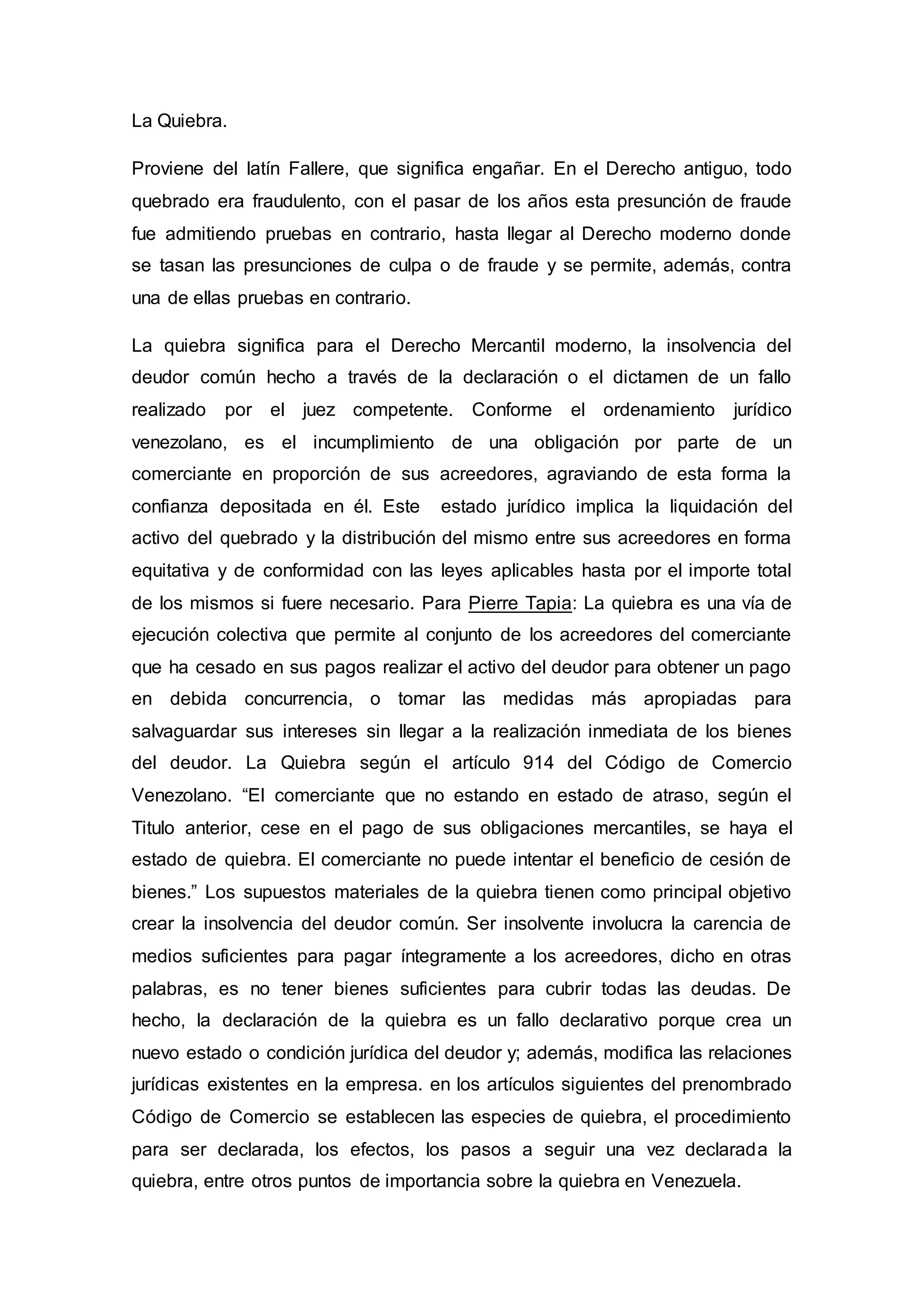 La quiebra | DOCX