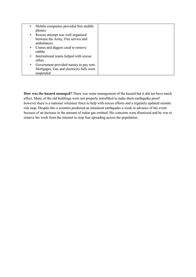 L'aquilla earthquake case study | DOCX