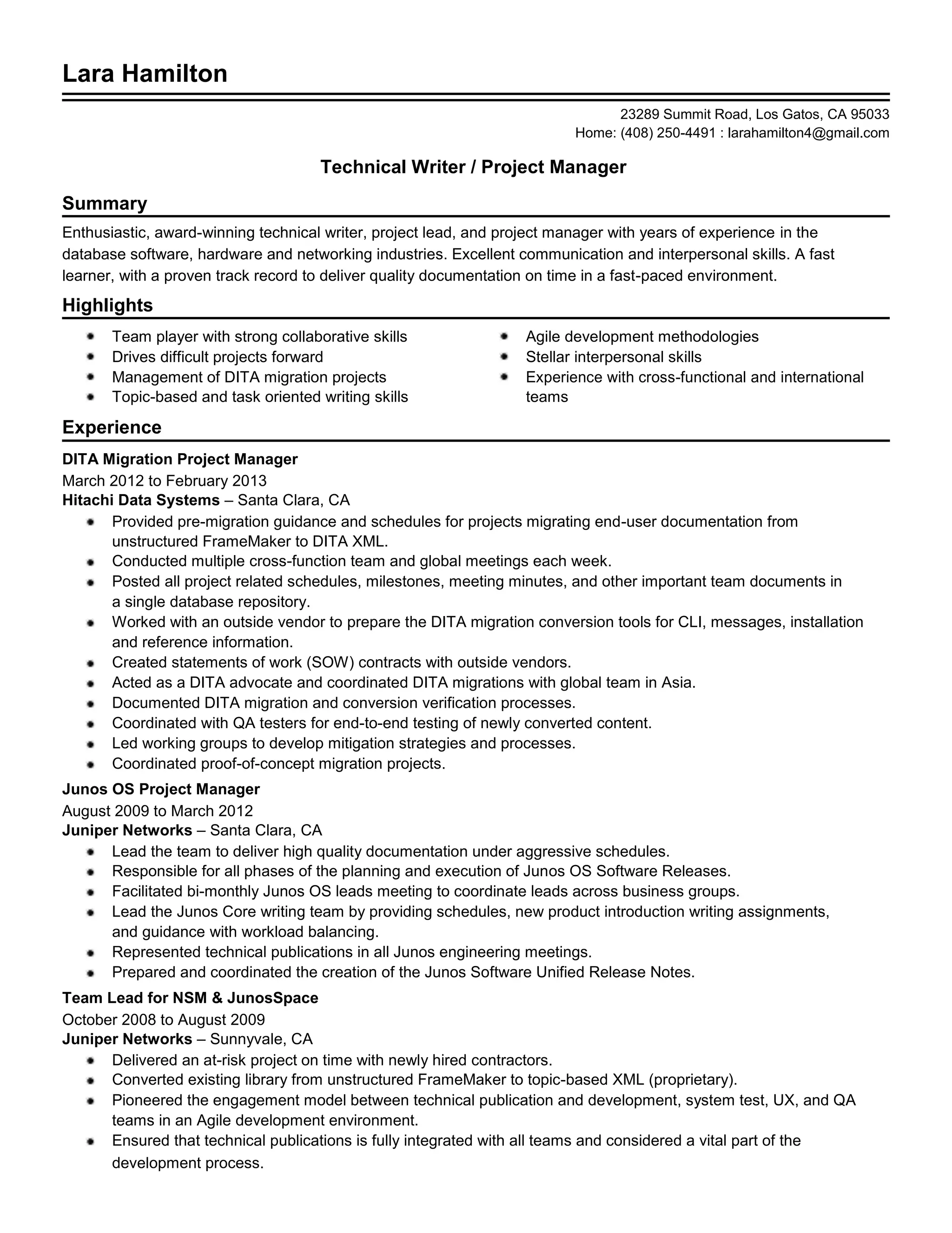 Senior Technical Writer / Project Manager | PDF