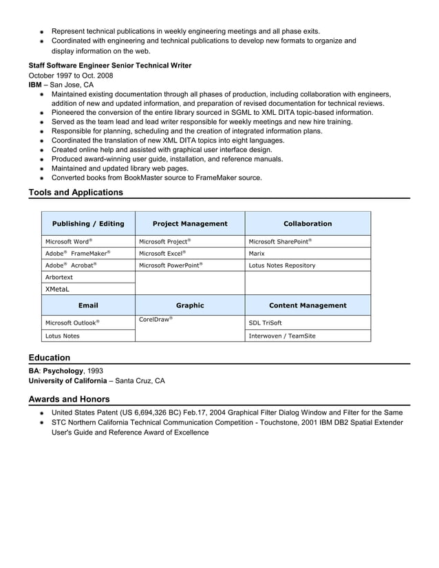 Senior Technical Writer / Project Manager | PDF | Desktop Publishing | Computer Software and ...