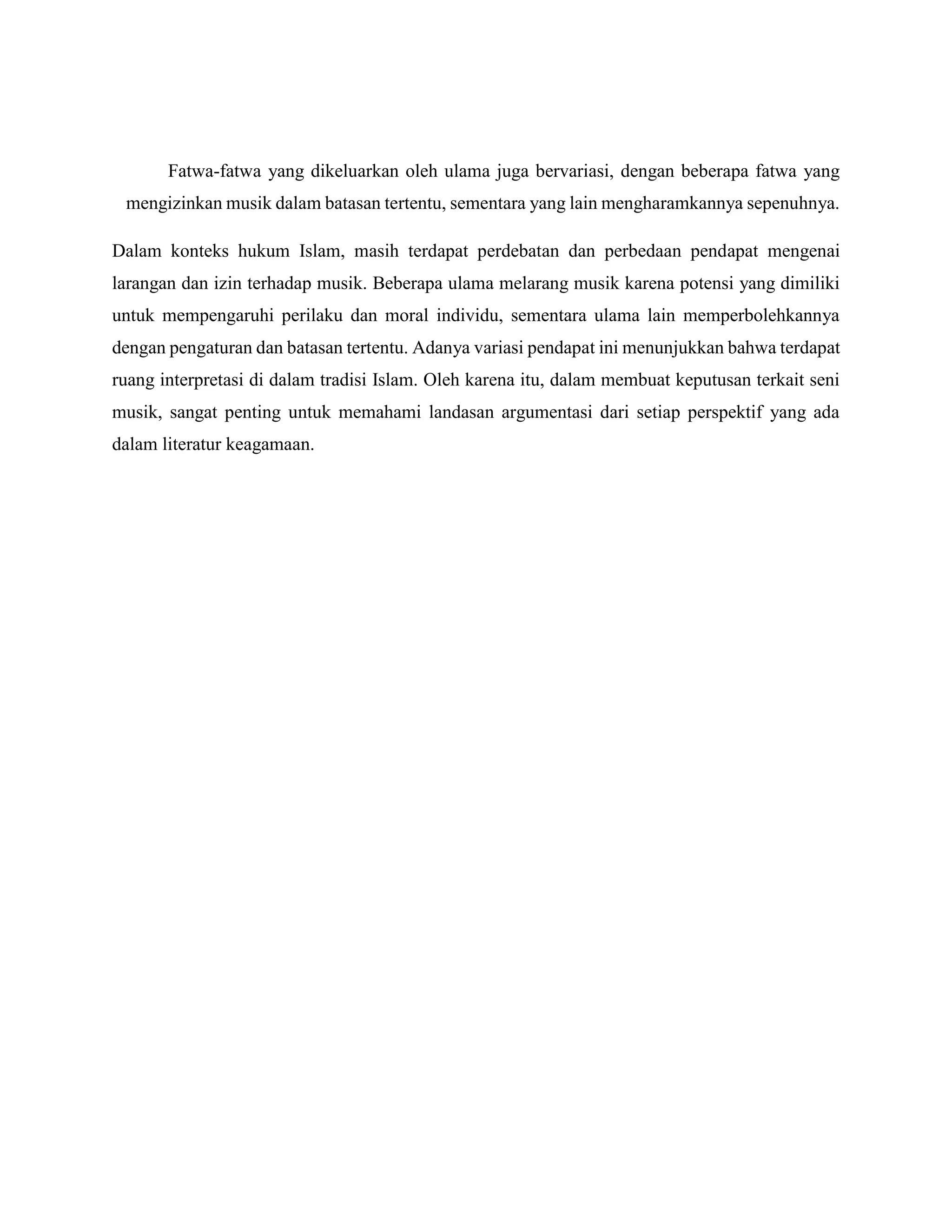 Larangan Seni Musik Dalam Islam | DOCX