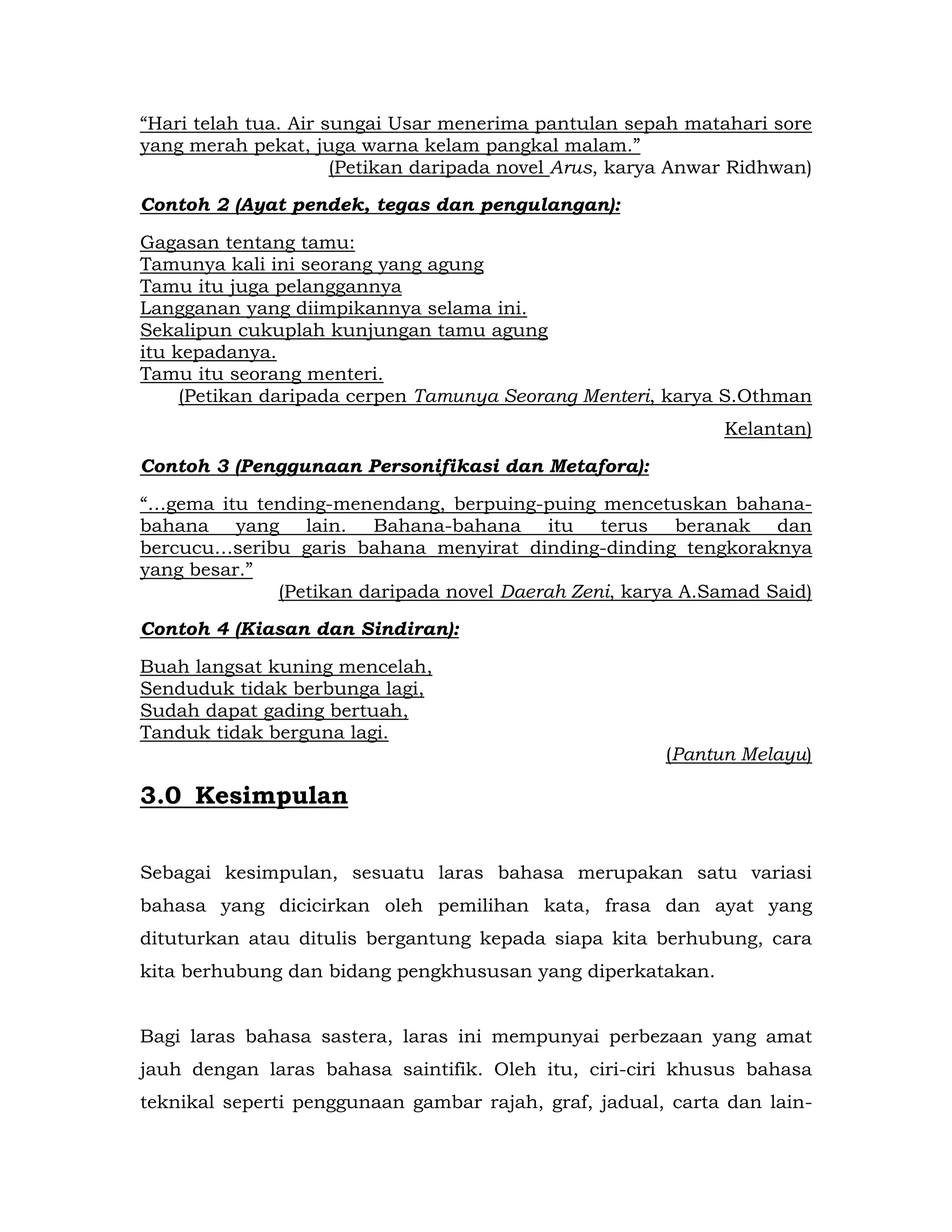 Laras bahasa sastera | DOCX