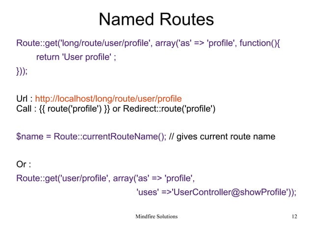 Laravel Routing and Query Building | PPT