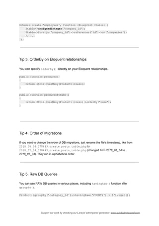 Laravel tips-2019-04 | PDF | Databases | Computer Software and Applications