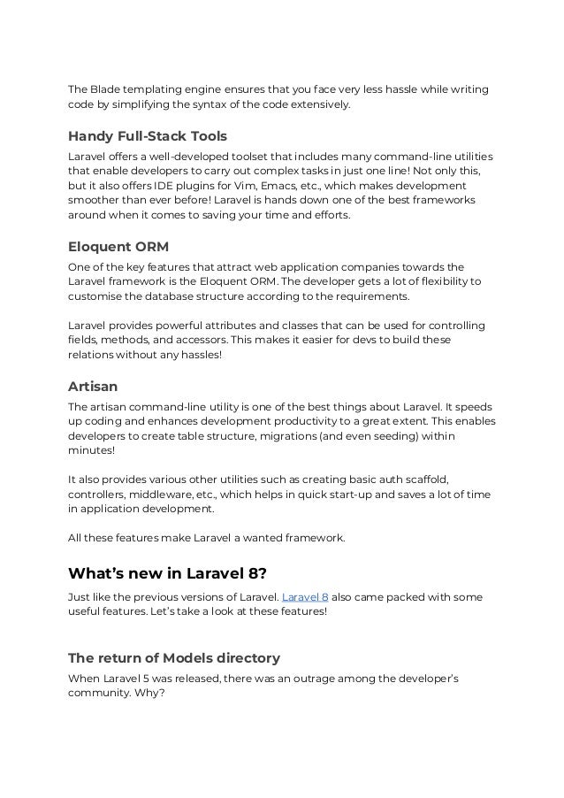 What’s New in Laravel 8 for a Laravel Development Company? | PDF