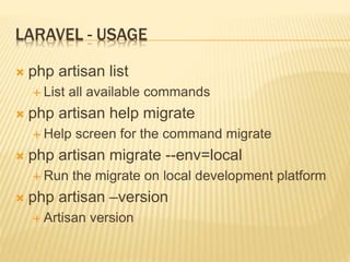 Laravel and artisan cli | PPTX | Programming Languages | Computing